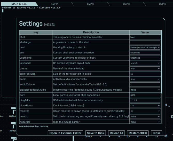 eDEX-UI — кроссплатформенный эмулятор терминала в стиле Sci-Fi